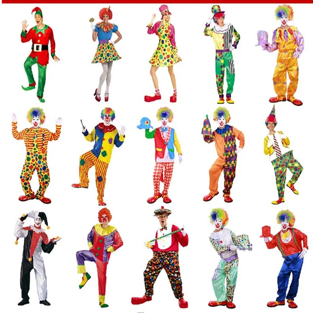 Halloween adult Clown Buffoon Costume Christmas Masquerade Fancy Dress ...