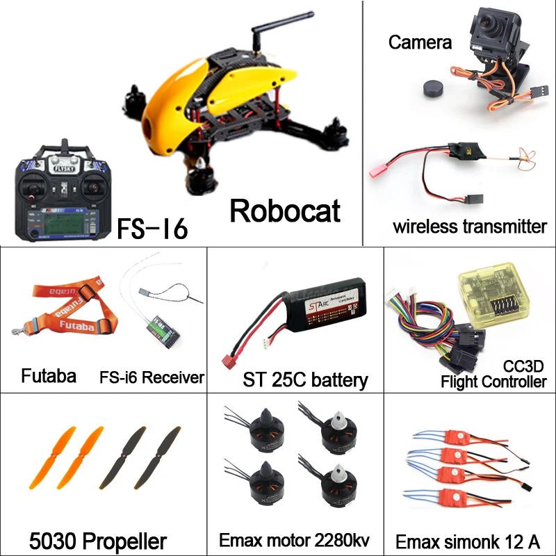 RC Helicopter Dron Robocat 270mm Quadcopter FS I6 transmitter CC3D ...
