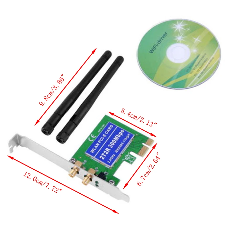 Купить 300 мбит беспроводной сети Wi-Fi сети сети 2 антенны разъем PCI ...