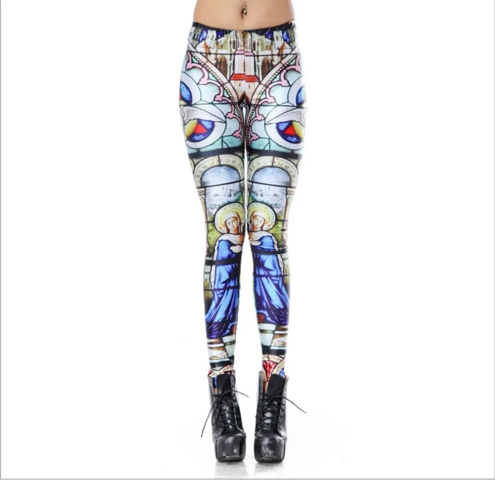 SzBlaZe Brand Fashion Womens Church Printing Leggings Sexy Slim Funny ...
