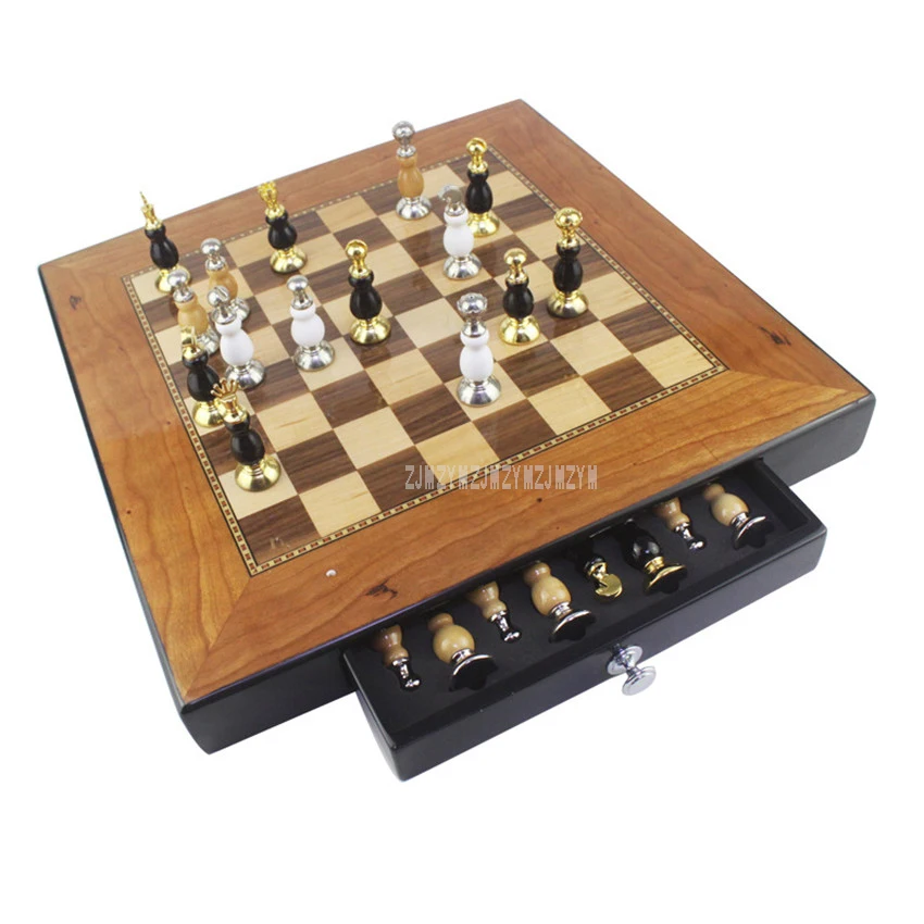 3in1-Three-Gameplay-Wooden-International-Chess-Set-Board-Drawer-Design ...