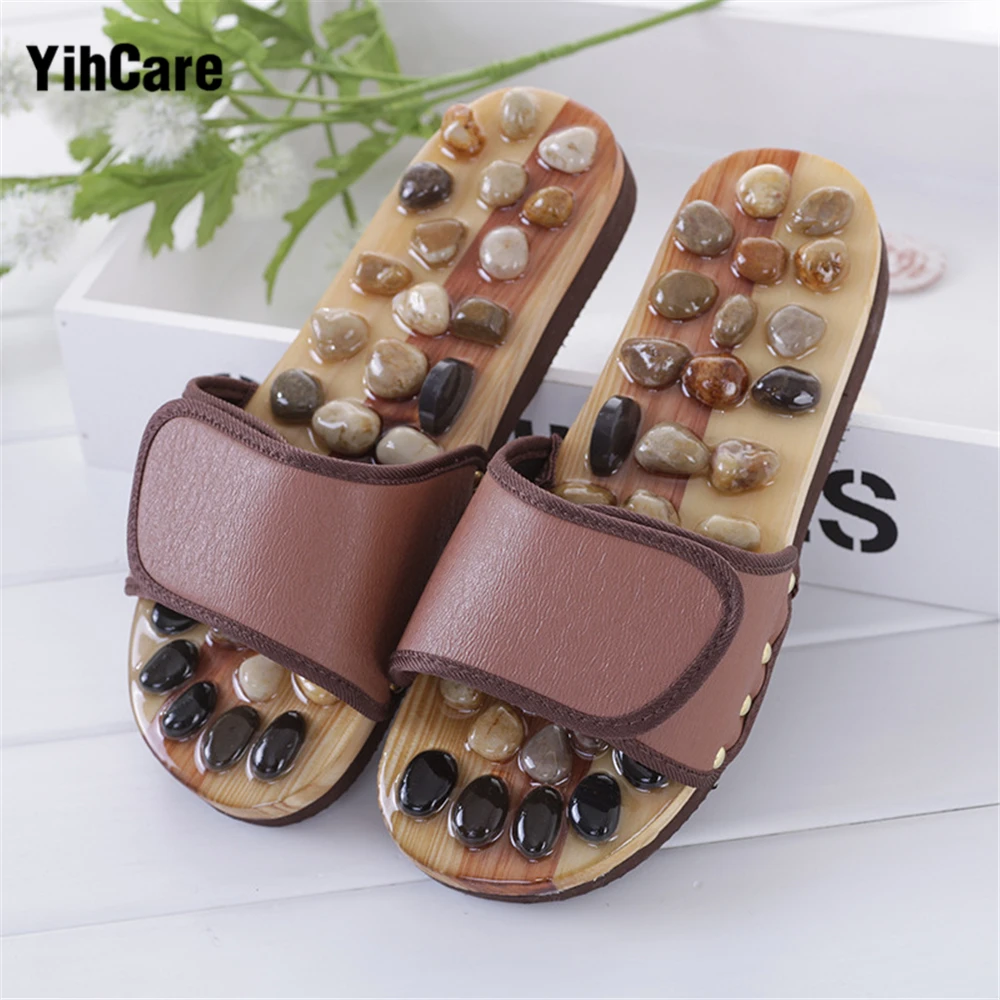 YihCare Natural Cobblestone Agate Stone Foot Massage Slippers Feet Care ...