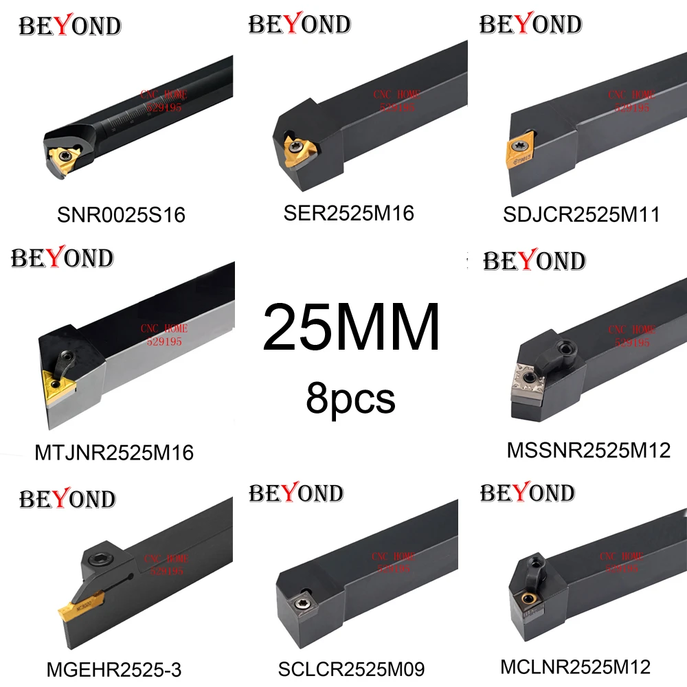 Oyyu 8pcs/set 25mm Lathe Cutting Tool Set Mgehr2525 Lathe Tools Turning ...