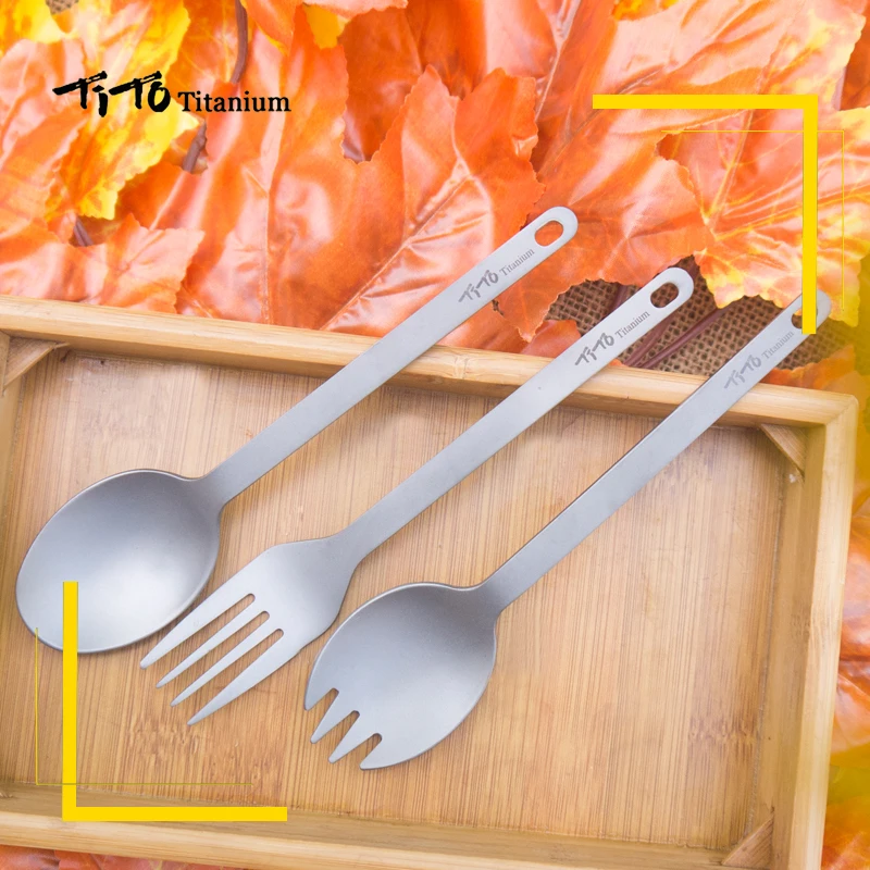 Tito Titanium Spork Spoon Outdoor Camping Fork Spoon Knife Combo Hiking ...