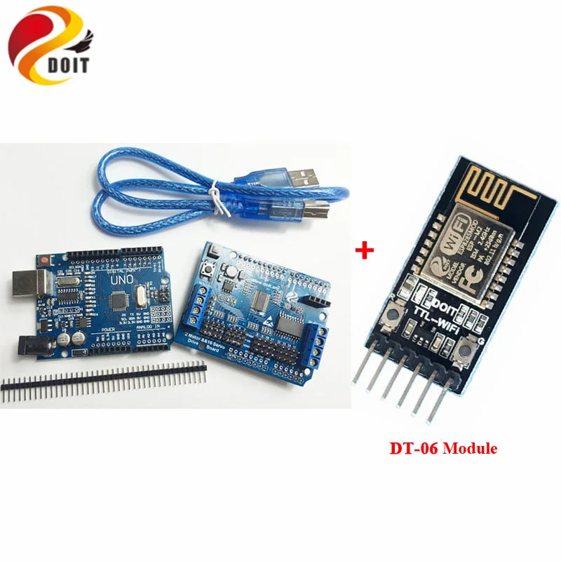 DOIT WiFi 컨트롤러 키트 개발 보드 + 서보 모터 드라이버 보드 + DT 06 Arduino 용 WiFi 모듈|servo ...