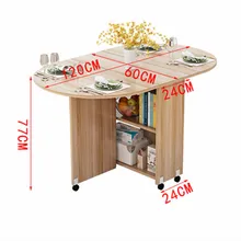 Folding Movable Dining Table With Multidirectional Wheel Wooden Kitchen ...