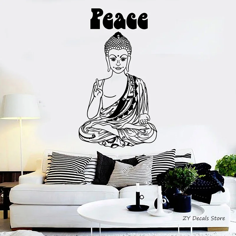 Hippie Buddha Wall Decals Peace Buddhism Wall Stickers For Living Room ...