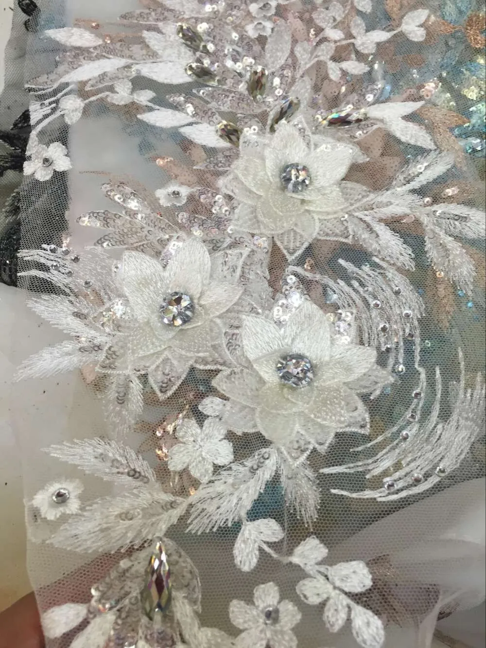 Роскошная дизайнерская французская кружевная ткань с бисером африканская 3d Цветочная блестка