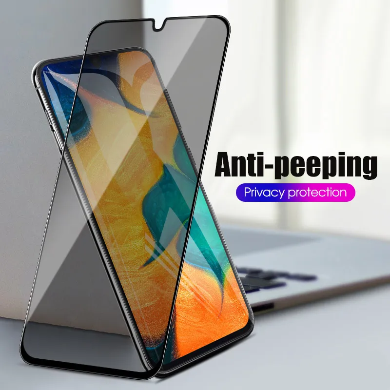 3D полностью изогнутое анти шпионское закаленное стекло для samsung Galaxy A50 A30 S9 S8 Plus ...