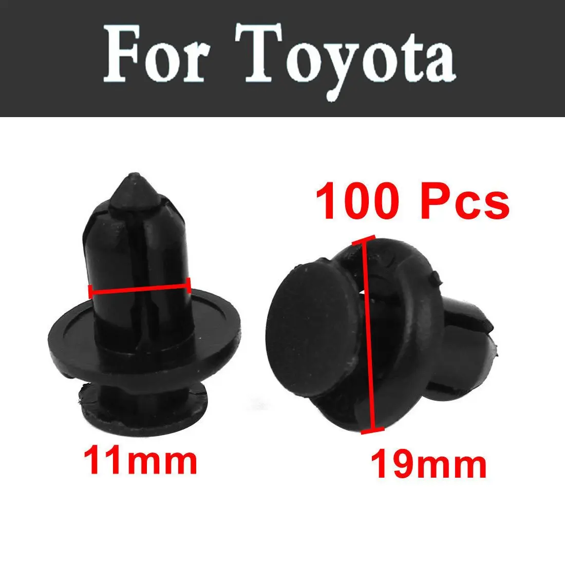 2018 Car Auto 100pcs 11mm Hole Plastic Push Design Rivet Fastener Clips ...
