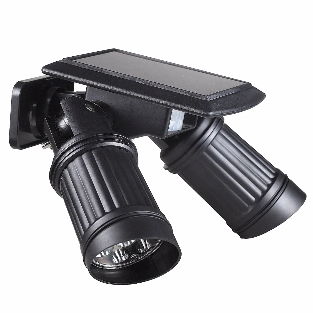 14LEDs LED Solar Lamp PIR Motion Sensor Dual Head Spotlight Adjustable ...