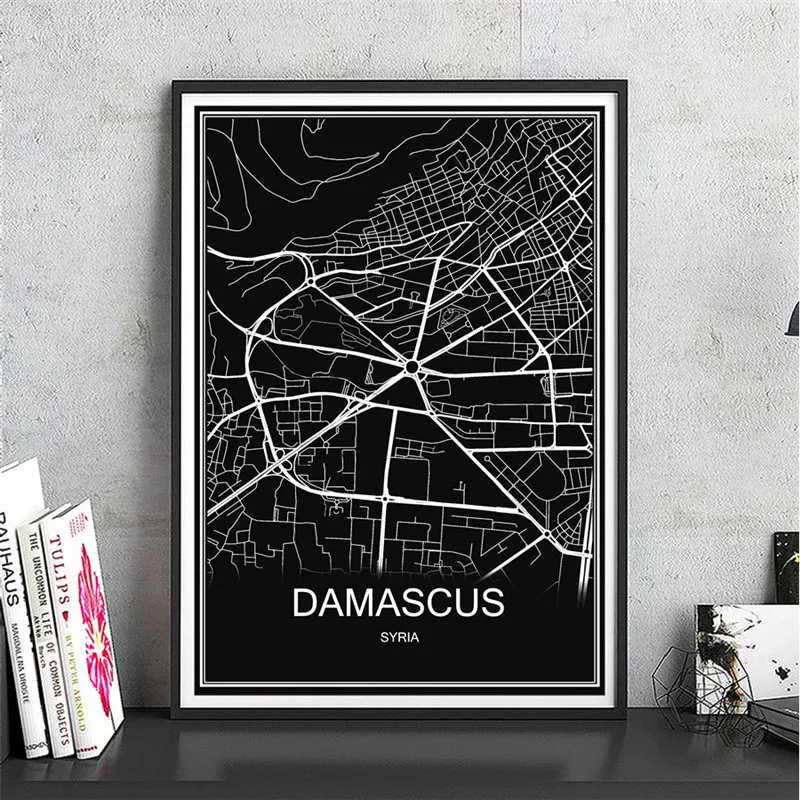 Famous DAMASCUS World map oil painting City poster Abstract Modern ...