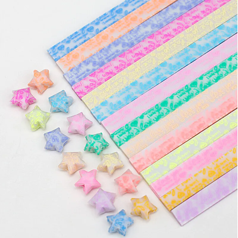 30pcs Luminous Lucky Star Paper Folded Origami Paper Making Wishing ...