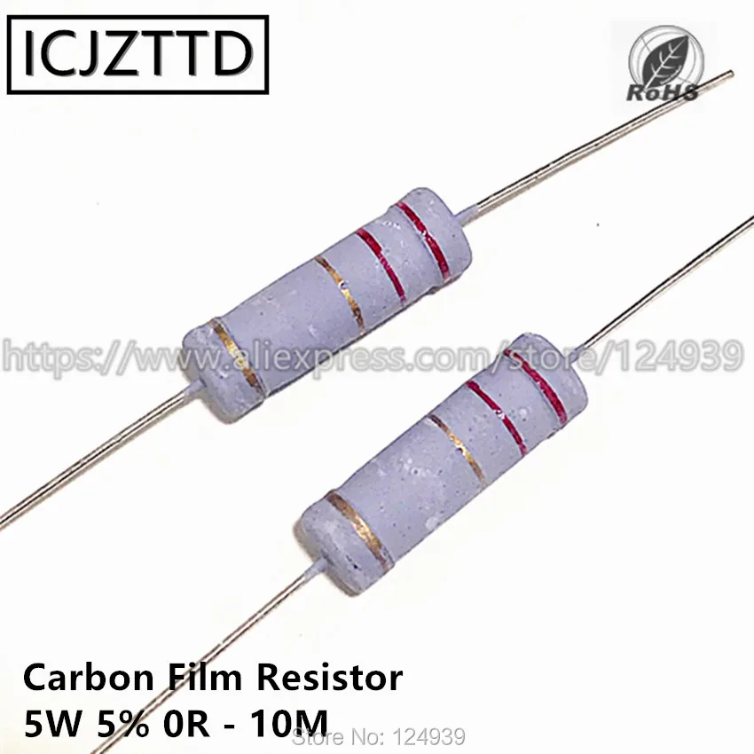 10pcs 5w 5% 5w Carbon Film Resistor 5% 560r 620r 680r 750r 820r 910r 1k ...