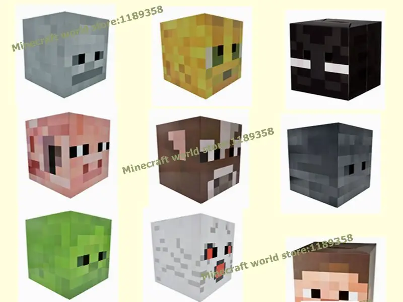 Minecraft permainan kostum Cosplay Zombie Enderman kardus topeng kepala ...
