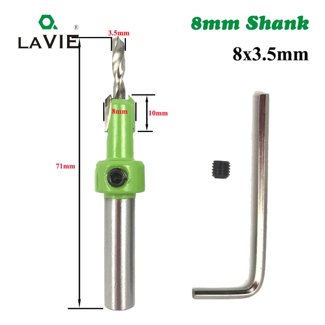 LAVIE 1pc 8mm Shank HSS Woodworking Ti Countersink Rounter Bit Screw ...