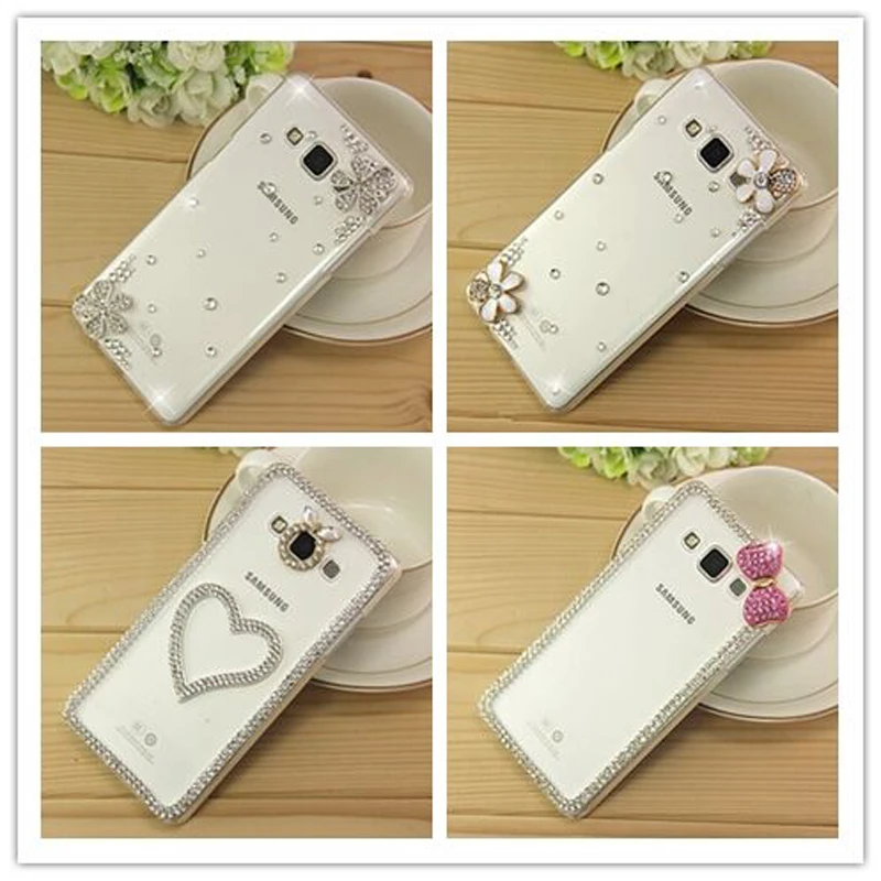 New 3D White Flower Bling Crystal Diamond Cell Phone Shell Back Cover ...