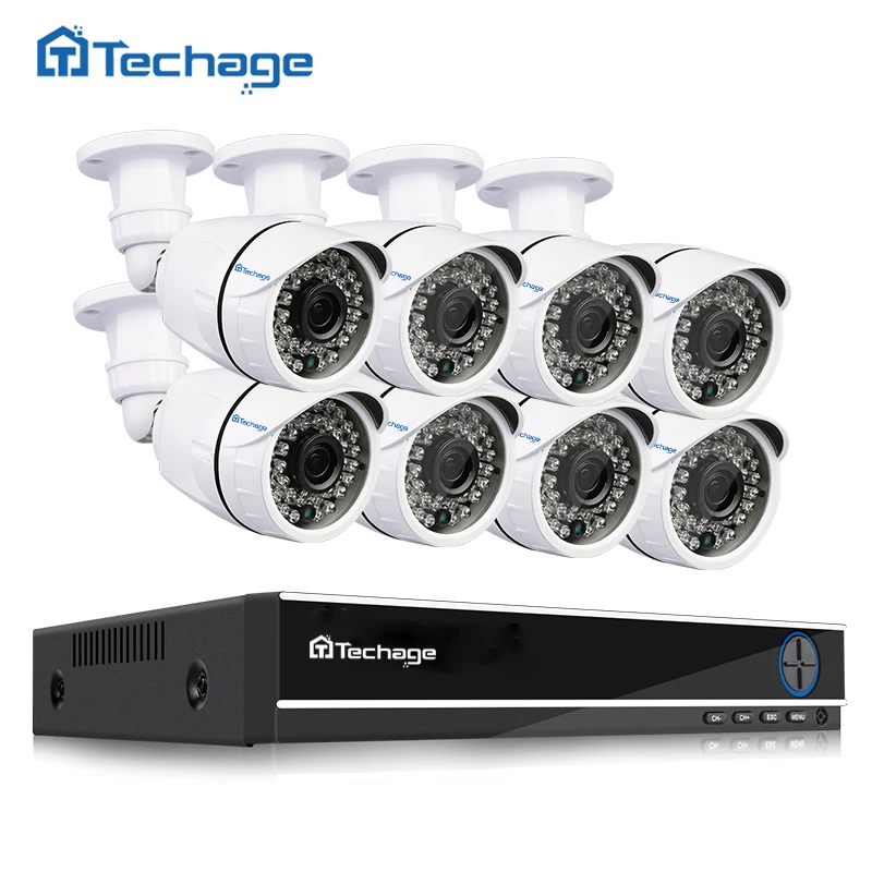 Techage 8CH 1080P CCTV System AHD DVR Kit 8PCS 2MP Outdoor Waterproof ...