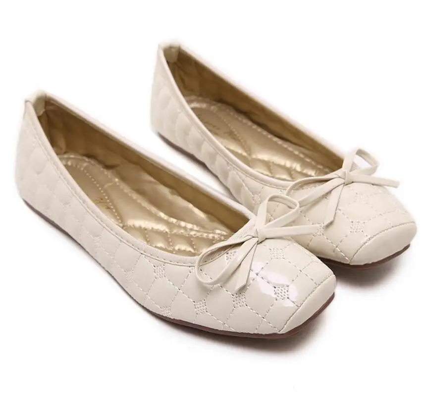 2016 new Womens Fashion Cute Sweet WomenSquare Toe Red Bottom Flats ...
