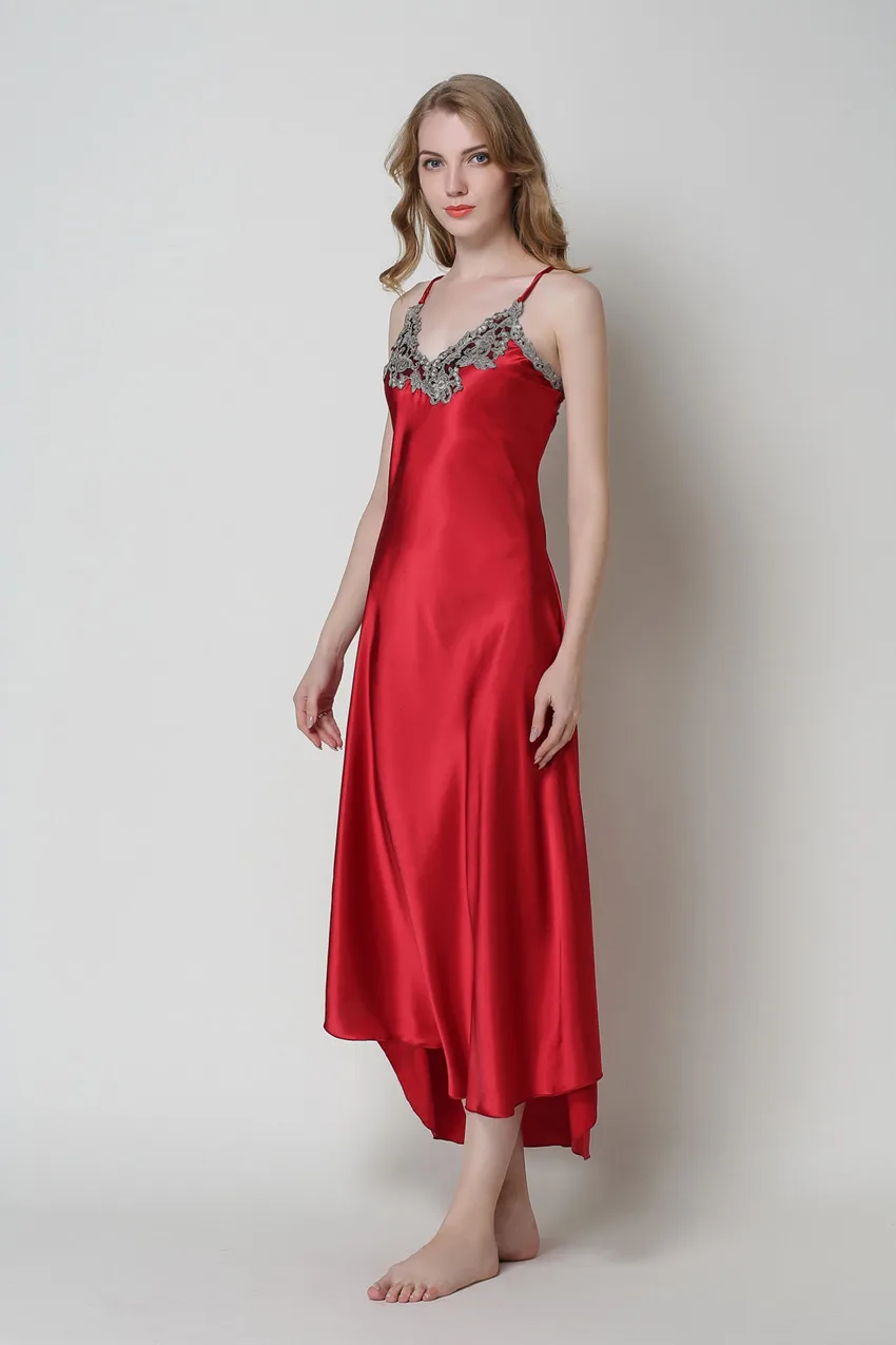 Beautiful Satin Floral Nightgown with Embroidery