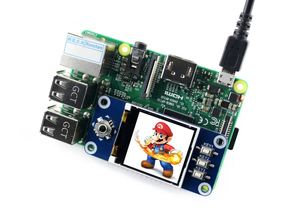 Waveshare 1,44 дюймовый ЖК-дисплей шляпа для Raspberry Pi 2B/3B/3B ...
