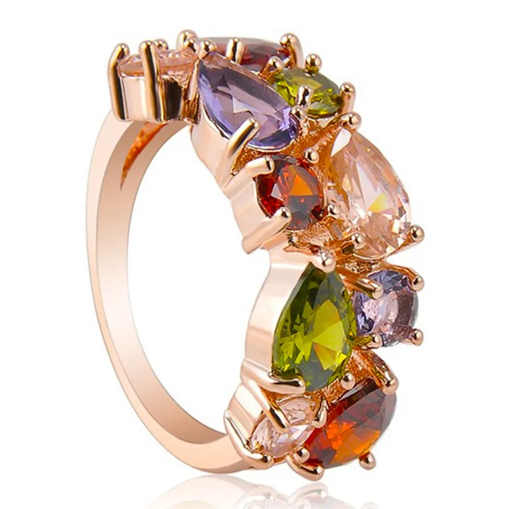 1PC Women Multi Color Wedding Engagement Crystal Ring Jewelry-in Rings ...