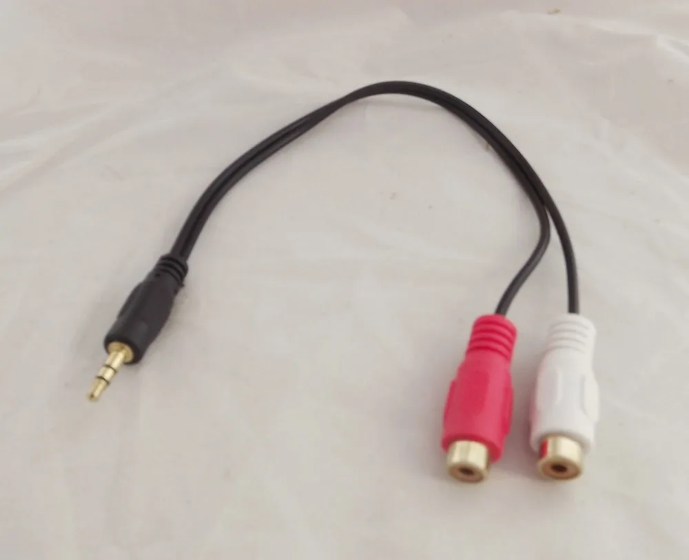 1pc Gold 3.5mm 1/8" Stereo Male Mini Plug To 2 Female RCA Jack Adapter ...