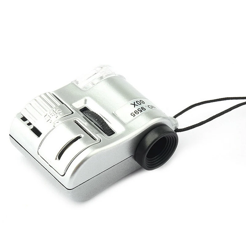 Mini Lens 60X Pocket Magnifier Microscope With Led Ultraviolet Light ...