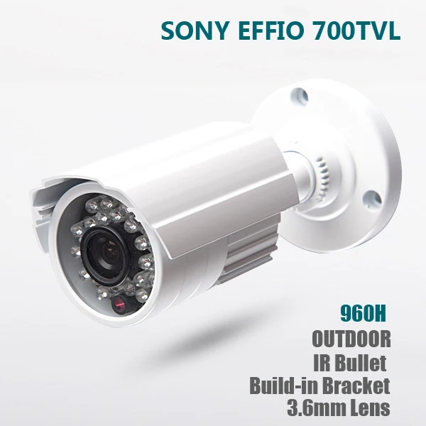 CCTV camera SONY EFFIO CCD 700TVL 960H Infrared Outdoor OSD Menu Security Bullet With Bracket ...