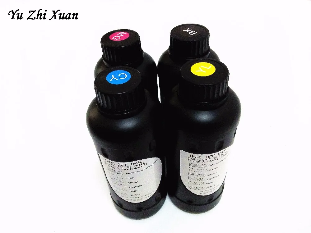 4 pcs 500ml K C M Y LED UV ink Hard UV LED ink for Epson R280 R290 R330 ...