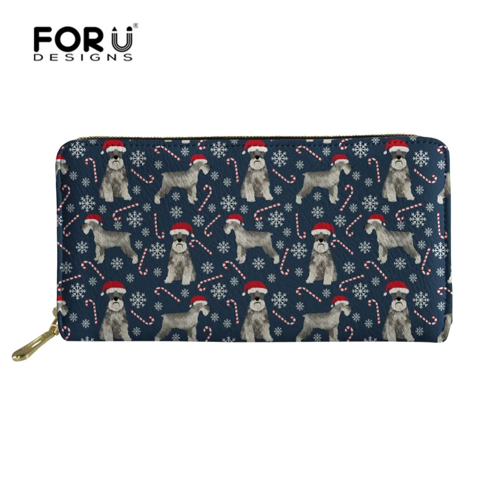 FORUDESIGNS Schnauzer Christmas Dog Women Wallets Long Style Multi ...