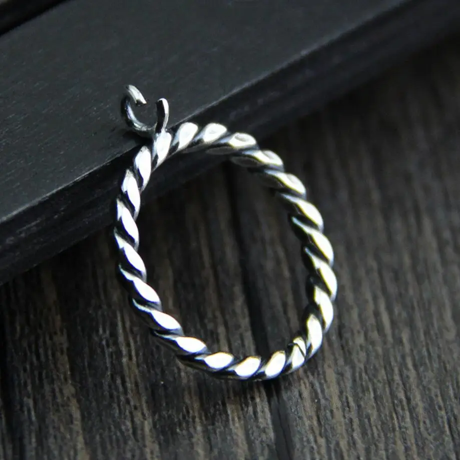 1x 925 Sterling Silver Twist Rope Adjustable Ring Fndings DIY Jewelry A3585|925 sterling silver ...