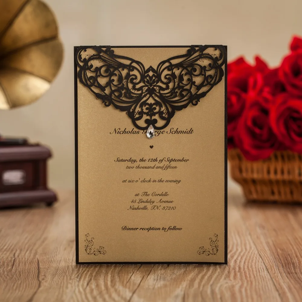 Blank Red And Black Wedding Invitations
