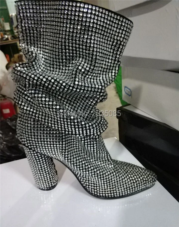 Qianruit Fashion Design Luxury Women Short Boot Glitter Diamond Crystal ...