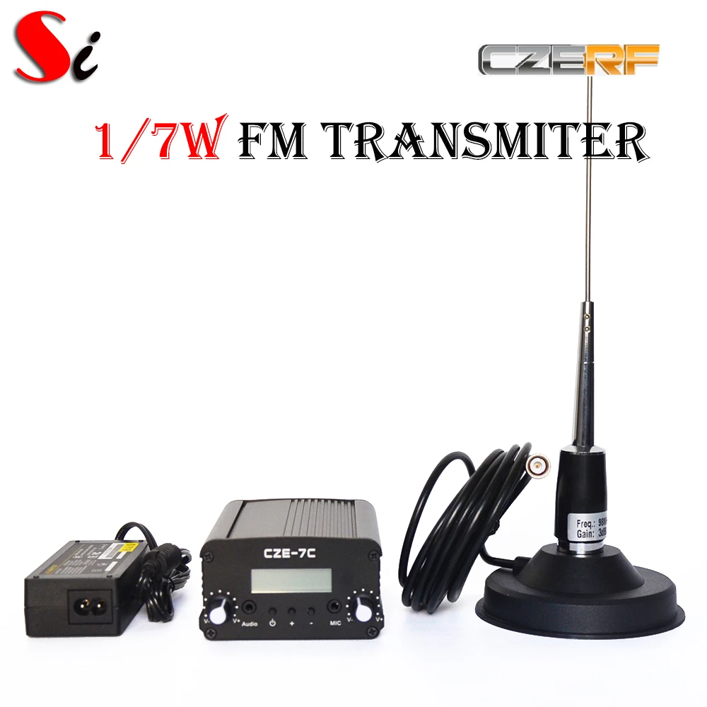 CZE-7C 7W stereo PLL FM transmitter broadcast radio station + Car ...