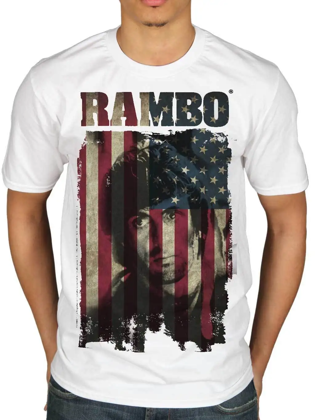 Official Rambo USA Distressed Flag T Shirt Movie Merch First Blood ...
