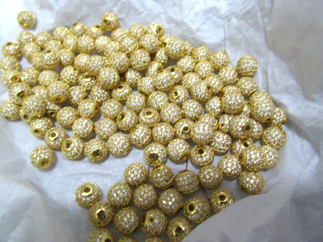 100pcs 6 8 10 12mm Alloy Rhinestone Spacer round ball Connector ...