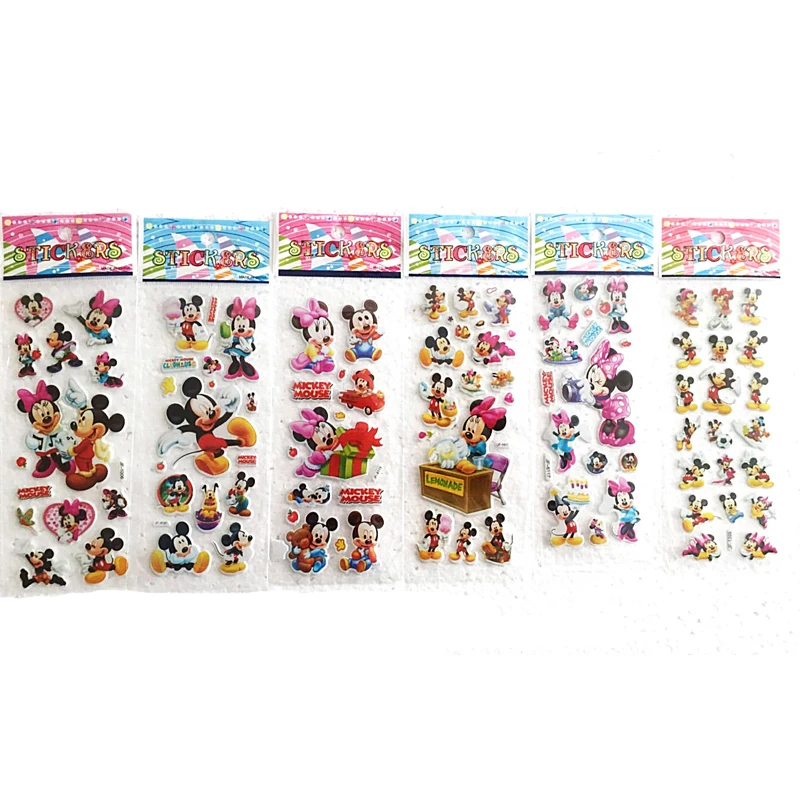 18 Sheets cute Cartoon Mickey Minnie Mouse Bubble stickers 3D Puffy ...