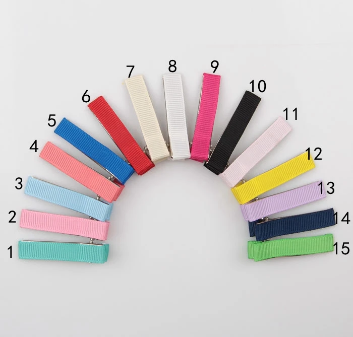 50pcs/lot Double Prong Solid Ribbon Grosgrain Ribbon Hair Clips ...