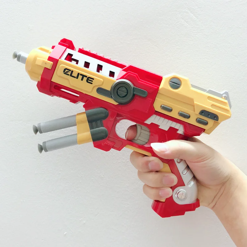 Iron Man Gun Fun Soft Bullet Rubber Band Toy Kids Bursts of Nerfed Gun ...