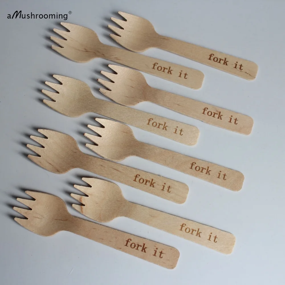 1000 Personalized Small Sporks Wooden Disposable Party Forks Custom ...