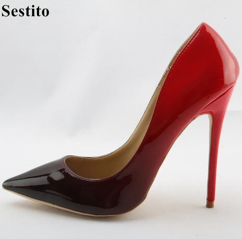 Sestito New Design Ladies Gradient Color High Heels Weeding Shoes Woman ...