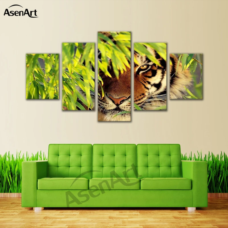 Painel 5 Print Animal Selvagem Tigre Pintura da Lona Arte Da Parede ...