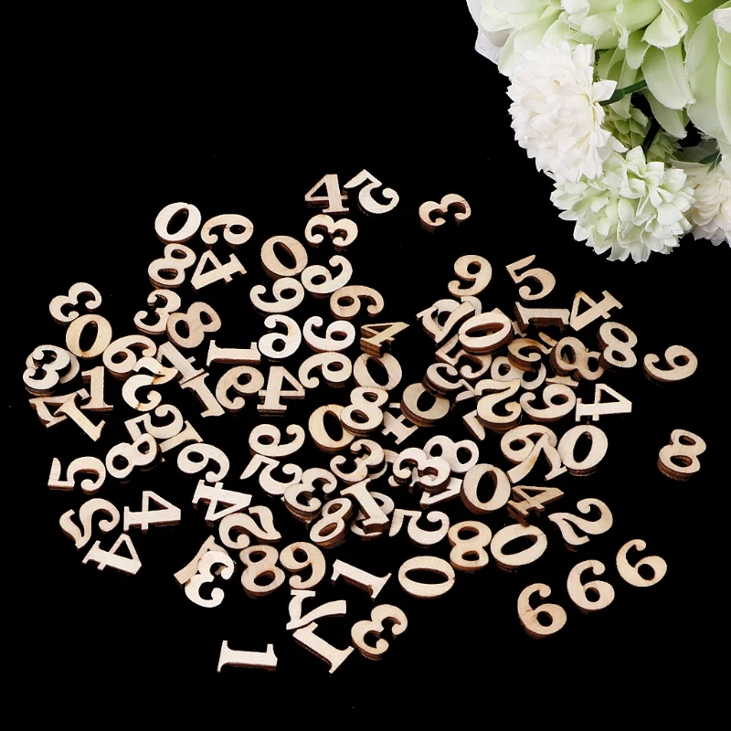 100pcs Wooden 0-9 Numbers Embellishments 15mm Scrapbooking Card Making ...