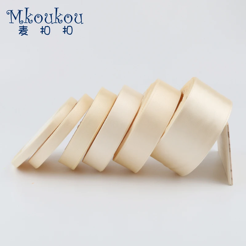 25 Yards Beige Silk Satin Ribbon Wedding Party Decoration Gift Wrapping ...