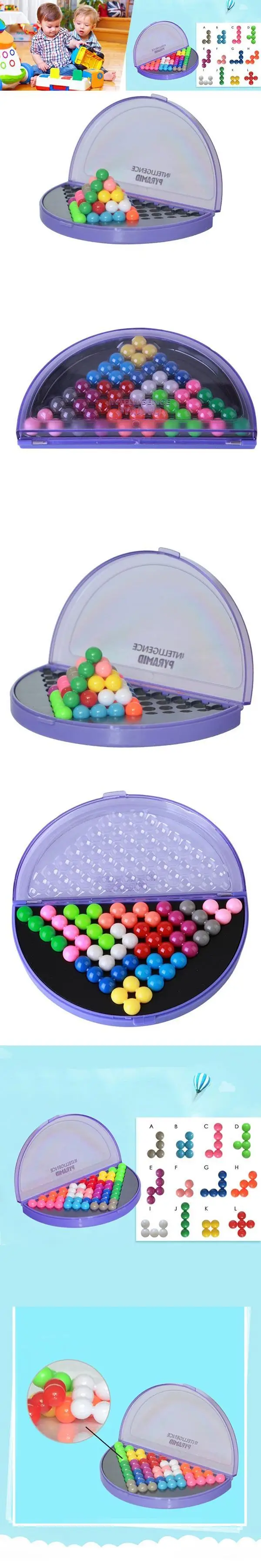 Puzzle Pyramid Plate IQ Logical Mind Game For Children Pyramid Beads ...