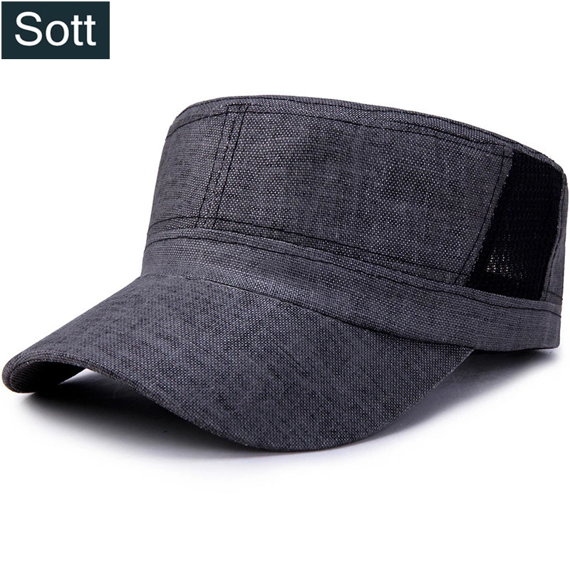 [SOTT] Summer Solod Linen Mesh Flat Cap Outdoor Trucker Caps for Men ...