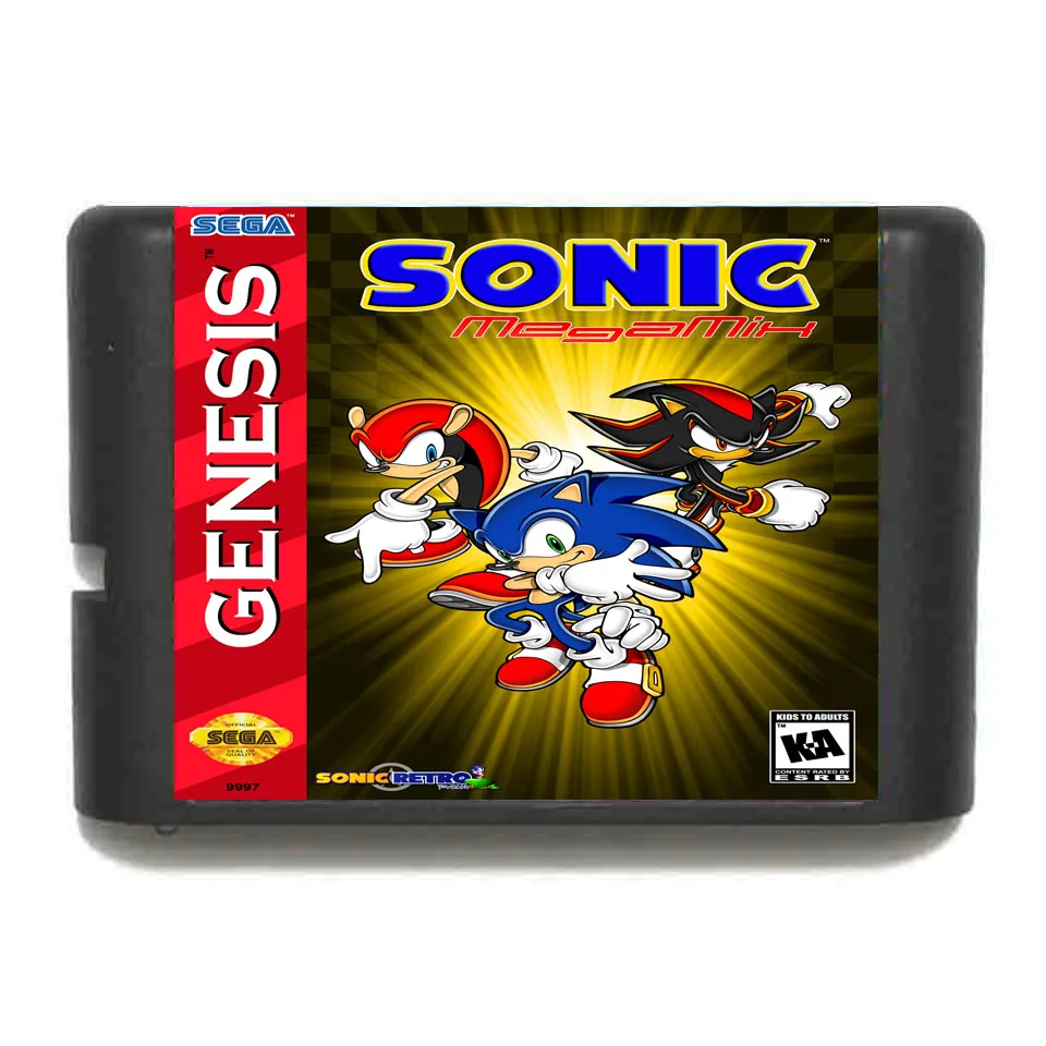 Sonic Megamix 16 Bit Md Game Card For Sega Mega Drive For Genesis ...