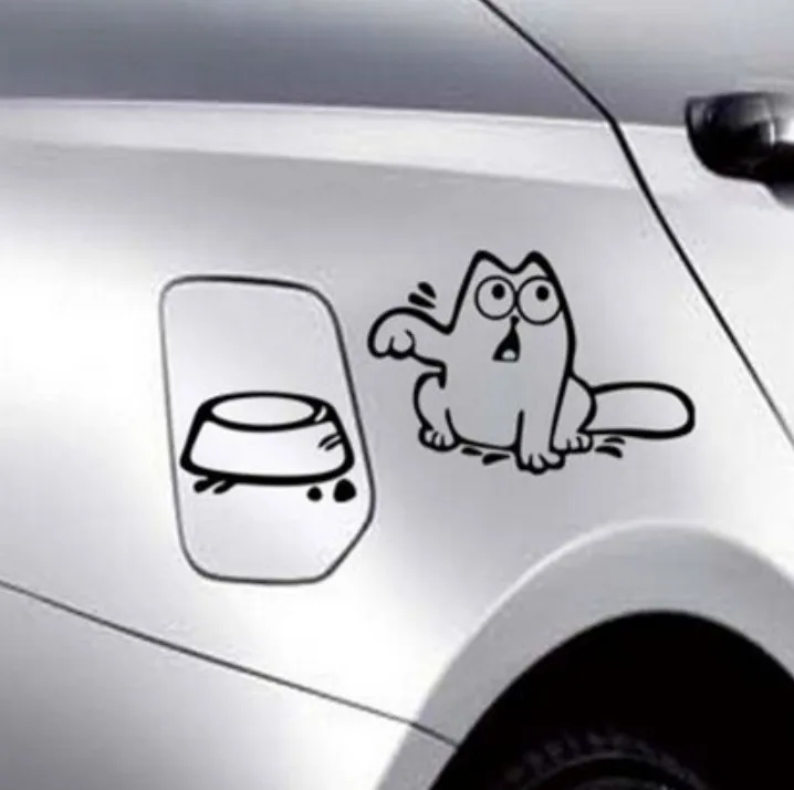 New Car styling funny hungry SIMON CAT Auto fuel tank cap decor sticker ...