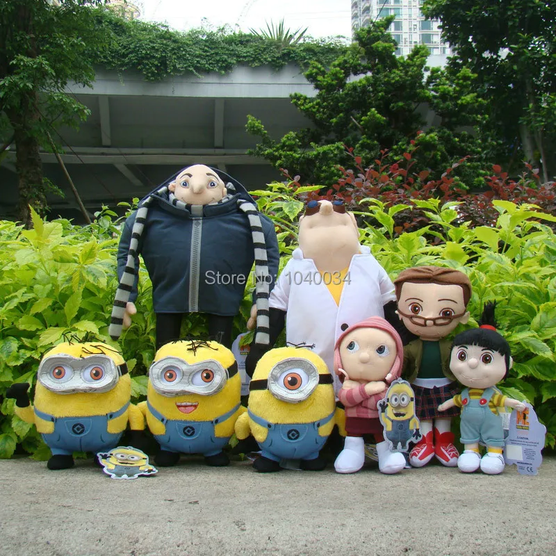 8Pcs Despicable Me 2 Plush Toy Gru Nefario & 3 Orphan Girls & 3 Minions ...